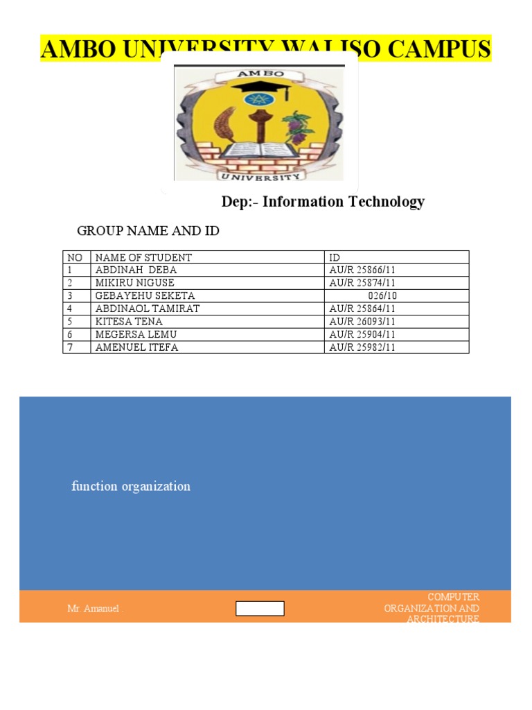 Ambo University Waliso Campus: Dep:-Information Technology | PDF ...