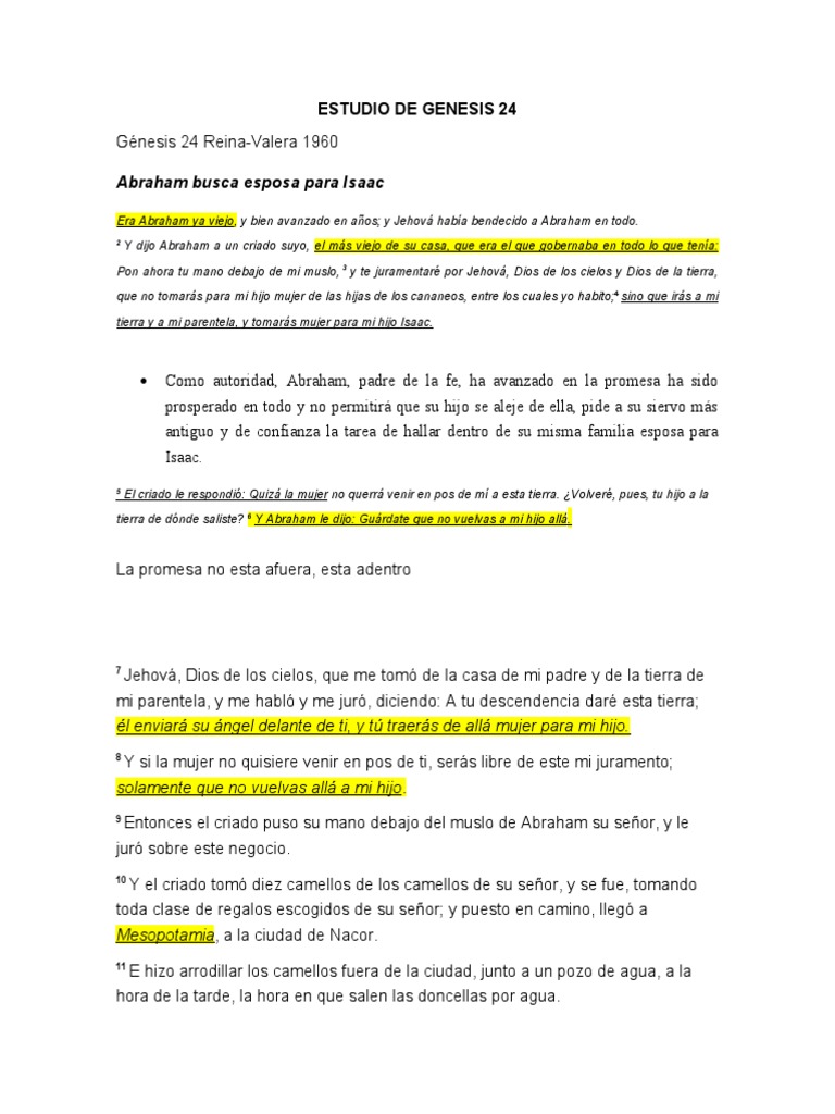 Estudio de Genesis 24 | PDF | Abrahán | Libro del Génesis