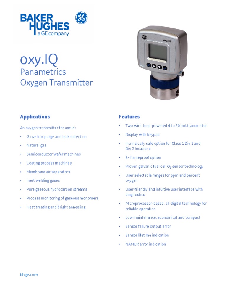 Oxy - IQ: Panametrics Oxygen Transmitter | PDF | Sensor | Power Supply