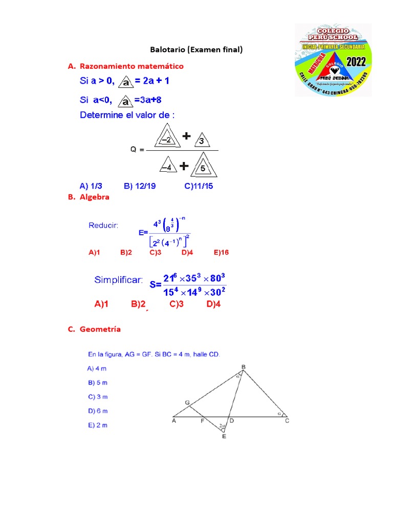 Balotario Mat. 5to Sec | PDF | Tecnología