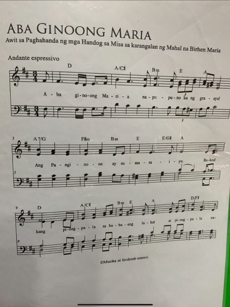 Aba Ginoong Maria Ferdz SATB | PDF