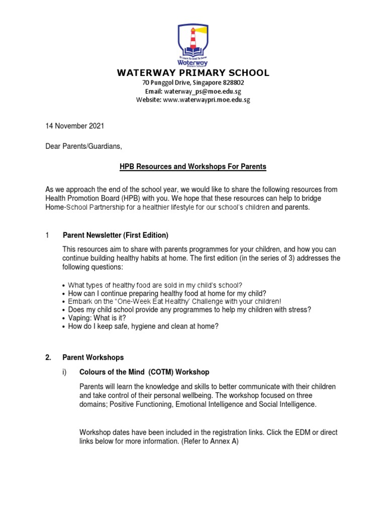 HPB Resources and Workshops For Parents | PDF | Health Promotion ...