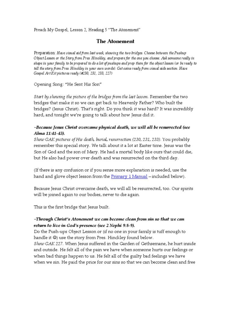 Lesson 2 Heading 5 The Atonement | PDF | Sin | Jesus