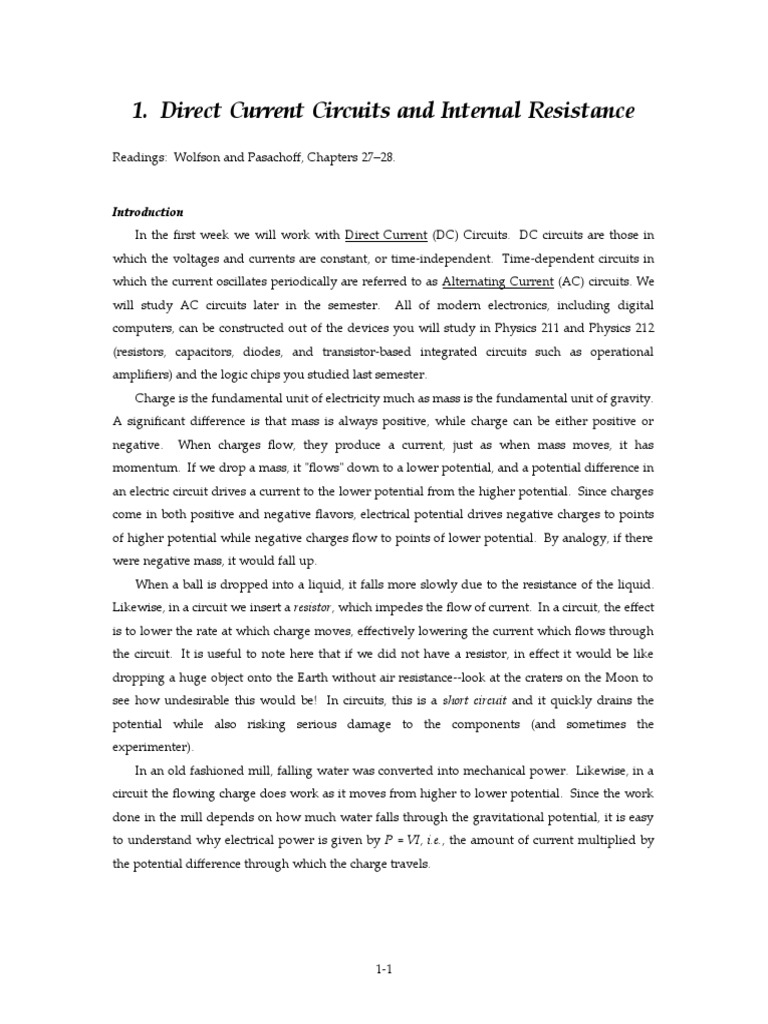 Direct Current Circuits and Internal Resistance | PDF | Electrical ...