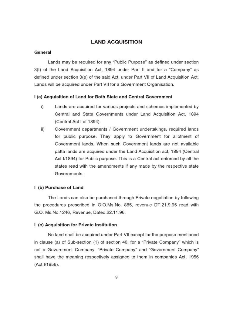 Guidelines for Land Acquisition, Purchase, and Requisition in Tamil ...