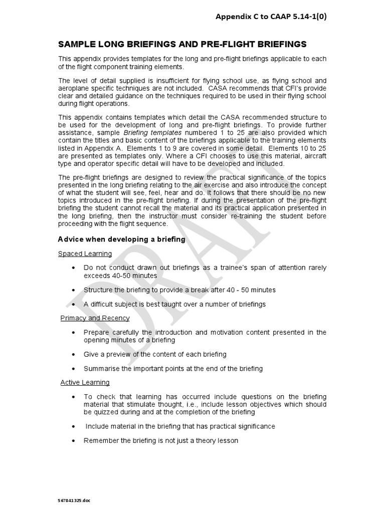 Flight Briefing Templates and Guidelines | PDF | Drag (Physics ...