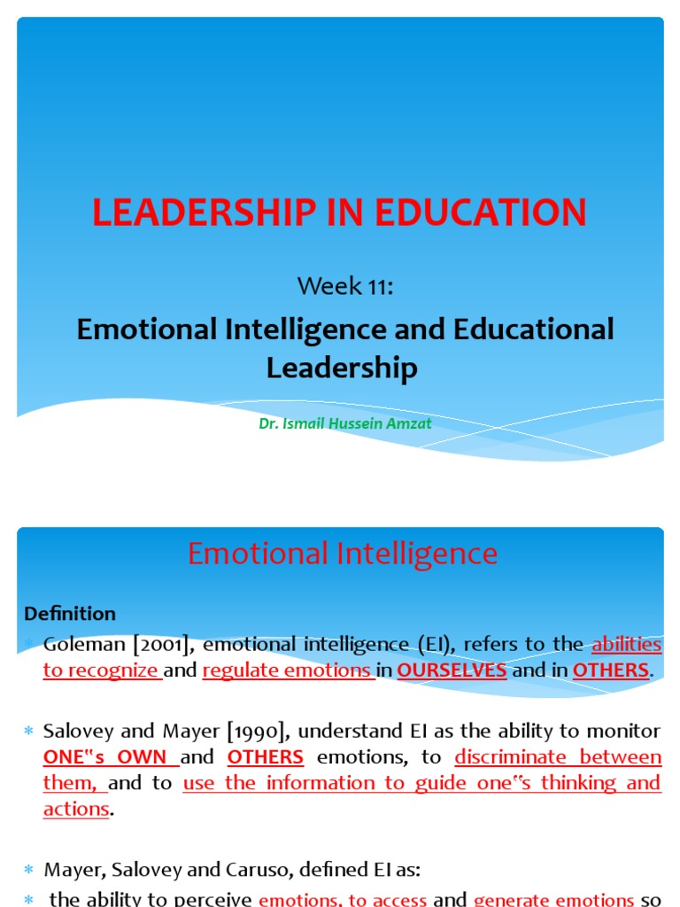 Leadership in Education: Emotional Intelligence and Educational ...