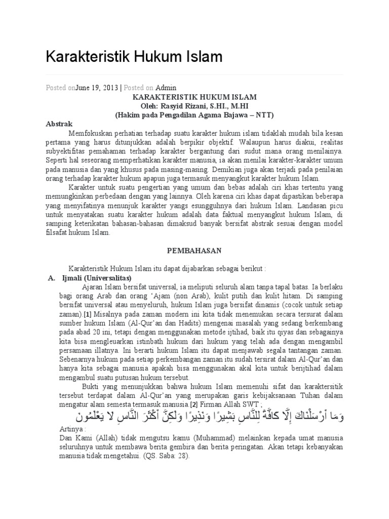 Karakteristik Hukum Islam 3 | PDF
