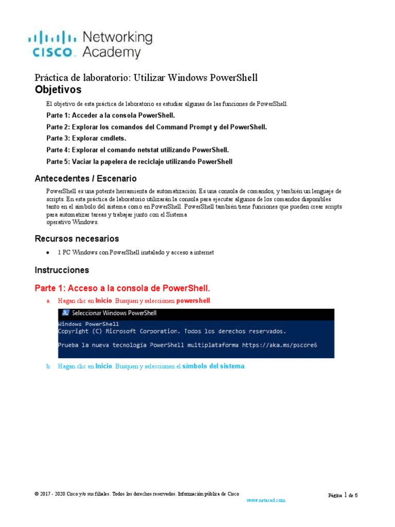 3.3.11-Lab - Using-Windows-Powershell - es-XL | PDF | Interfaz de línea ...