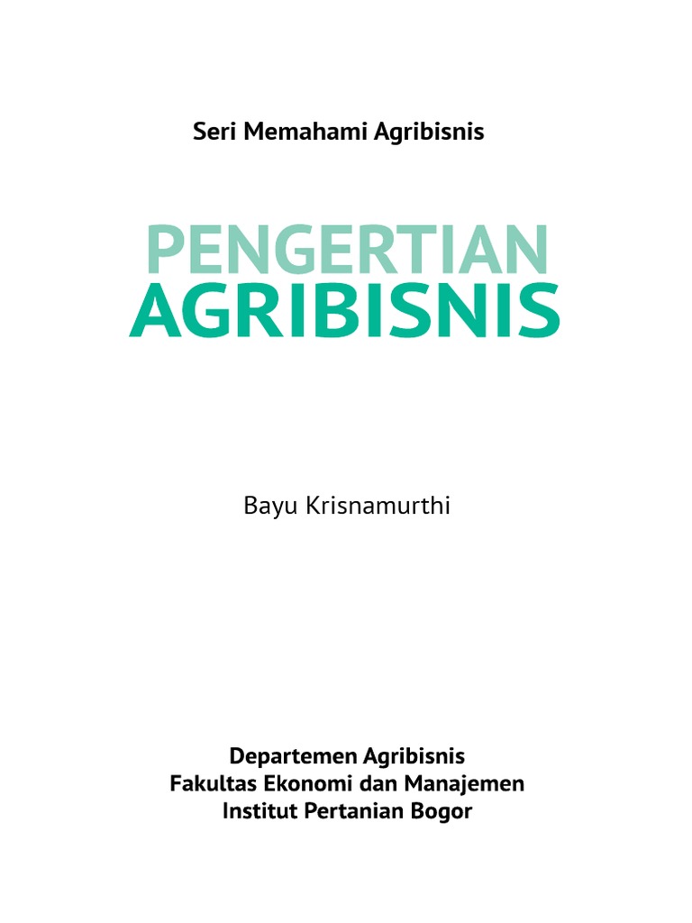 Krisnamurthi Pengertian Agribisnis | PDF