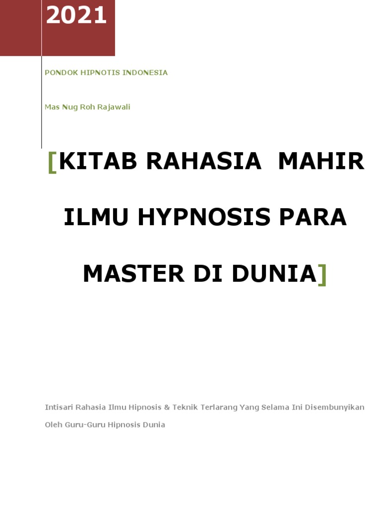 Kitab Rahasia Mahir Ilmu Hypnosis para Master Di Dunia-Dikonversi | PDF