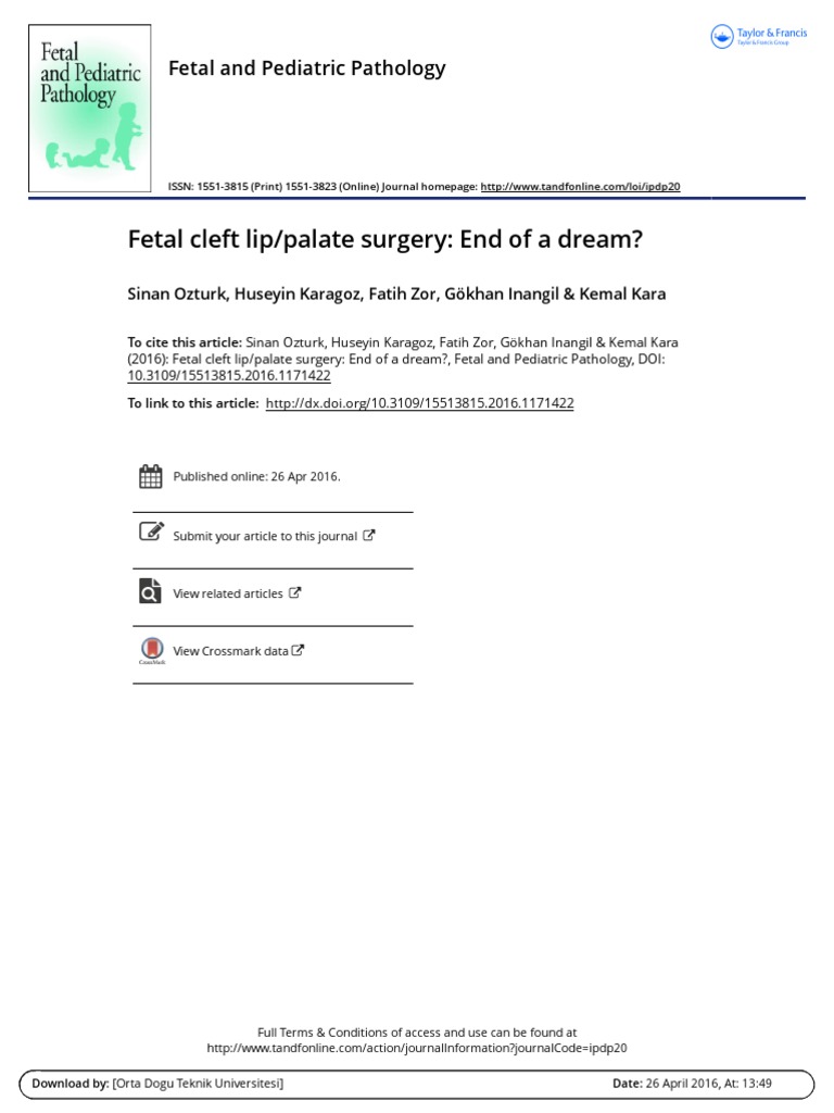 2016 Fetal Cleft Lip Palate Surgery End of A Dream | PDF | Fetus ...