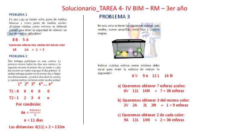 Solucionario - Tarea 4 - RM - 3er Año | PDF