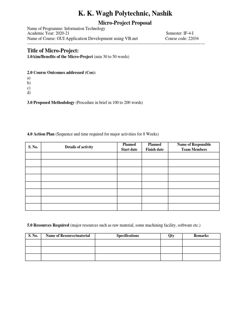K. K. Wagh Polytechnic, Nashik: Micro-Project Proposal | PDF | Software Development | Cognition