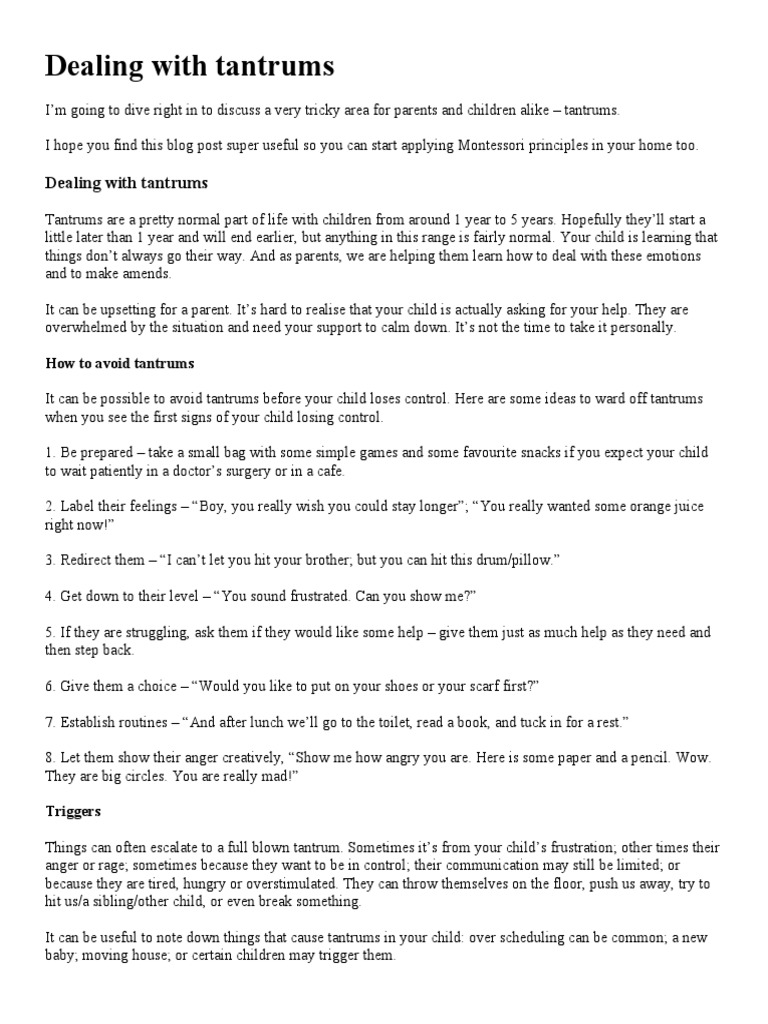 Dealing With Tantrums | PDF | Anger