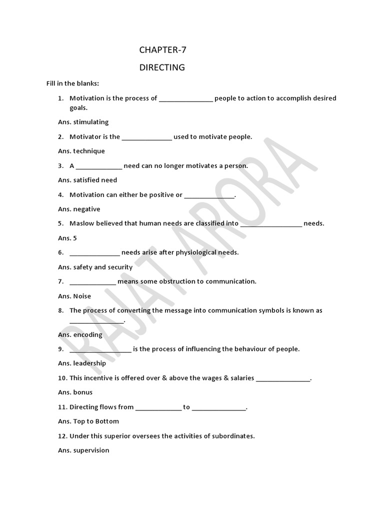 Chapter-7 Directing | PDF | Motivational | Motivation