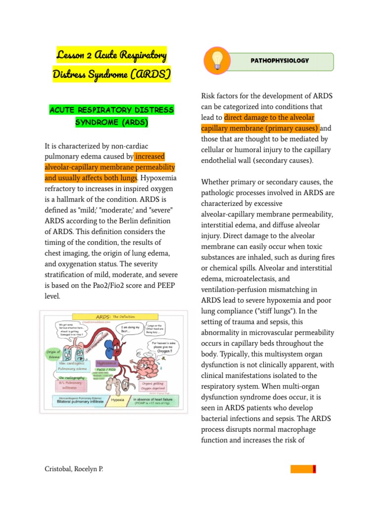 ARDS Management and Definition Overview | PDF | Diseases And Disorders ...