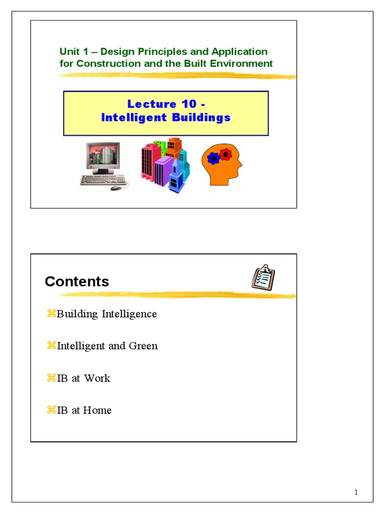 Lecture 10 - Intelligent Buildings: Unit 1 - Design Principles and ...