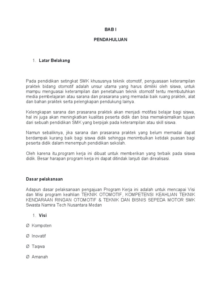 Program Kerja Prodi TBSM | PDF