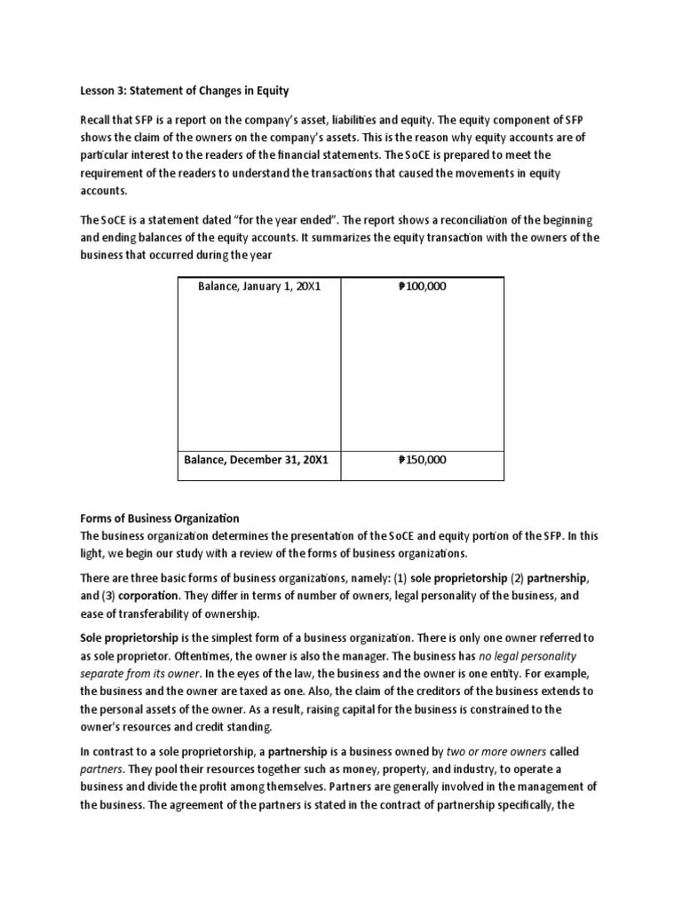 Lesson 3: Statement of Changes in Equity | Download Free PDF | Retained ...