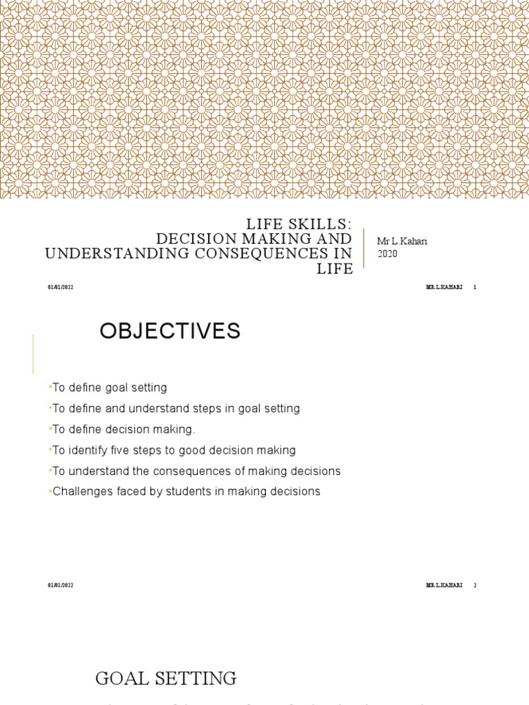 LIFE SKILLS Decision Making and Understanding The Consequences in Life ...