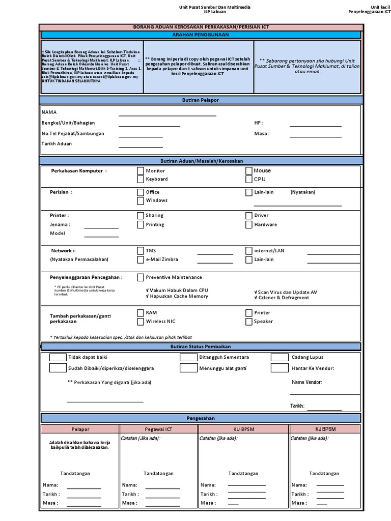 Borang Penyelenggaraan Ict-11 | PDF