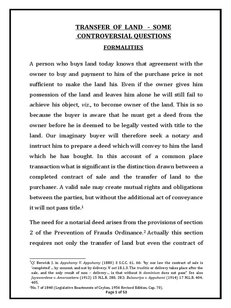 Transfer of Land - Some | PDF | Notary Public | Conveyancing
