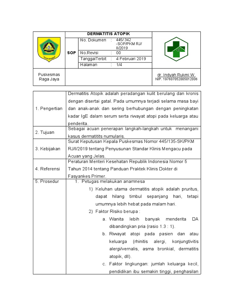 Prosedur Penanganan Dermatitis Atopik | PDF