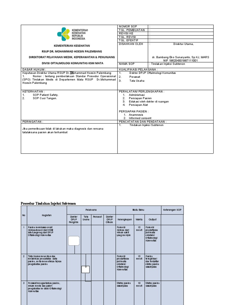 Prosedur Injeksi Subtenon Medis | PDF