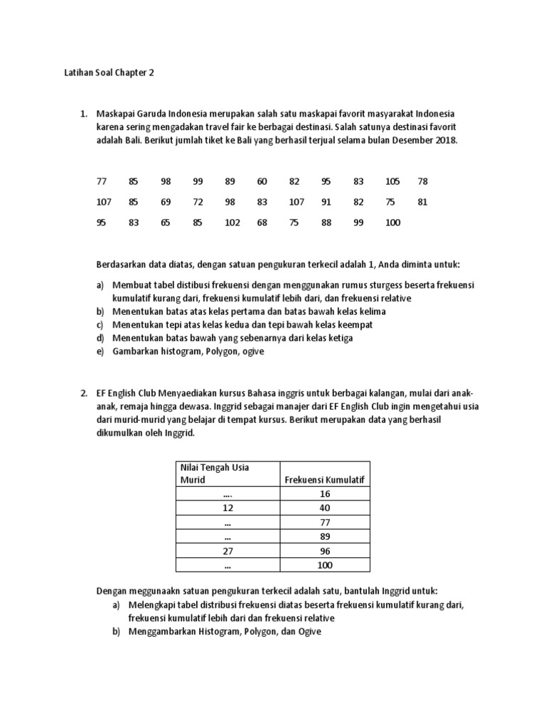 Soal Distribusi Frekuensi | PDF | Metode & Bahan Ajar