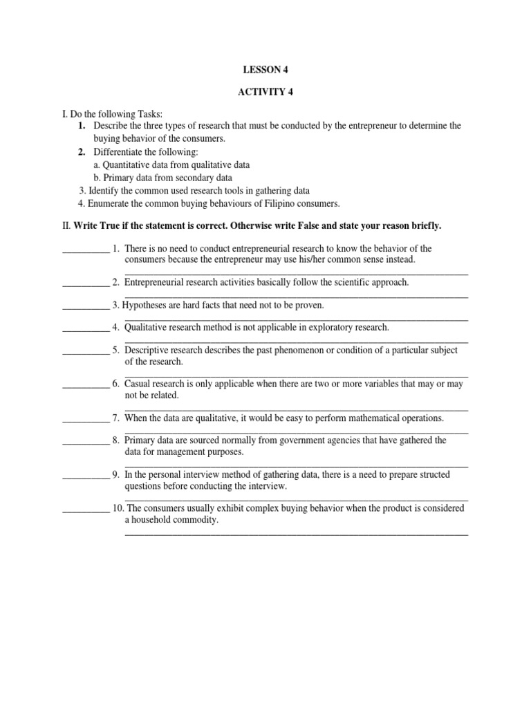 ACTIVITY 4 Entrep | PDF | Data | Cognition