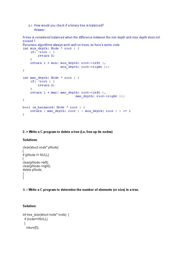 Checking Balanced Binary Trees | PDF | Queue (Abstract Data Type ...