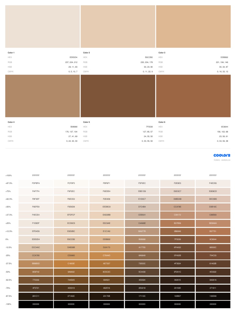 Color 1 Color 2 Color 3: HEX RGB HSB Cmyk HEX RGB HSB Cmyk HEX RGB HSB ...