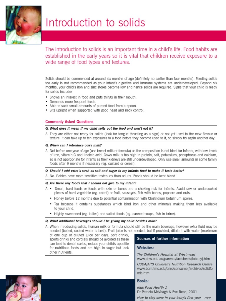 Introduction To Solids | PDF | Breast Milk | Infant Formula