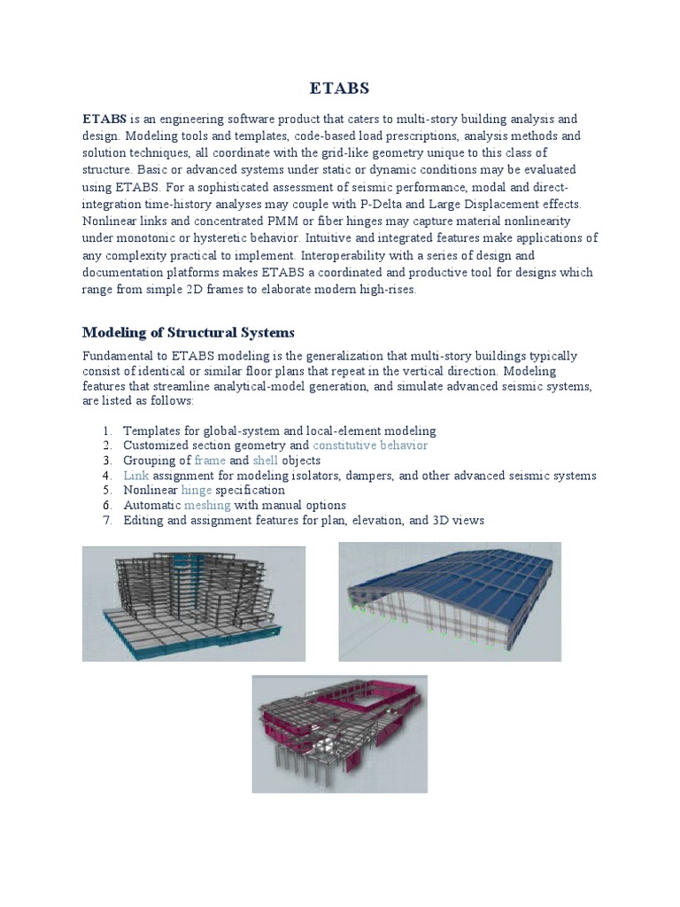 Etabs: Modeling of Structural Systems | PDF | Computing | Design