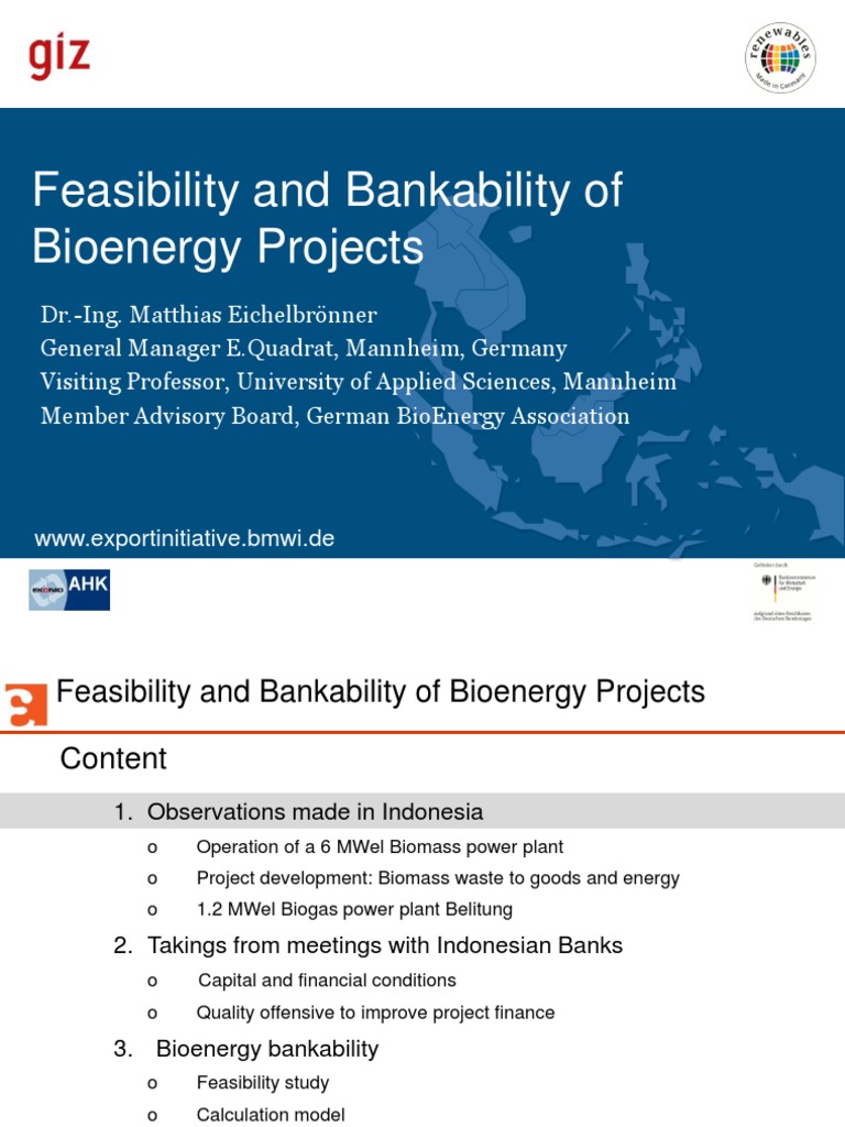 Bioenergy Project Bankability in Indonesia | PDF | Biogas | Feasibility ...