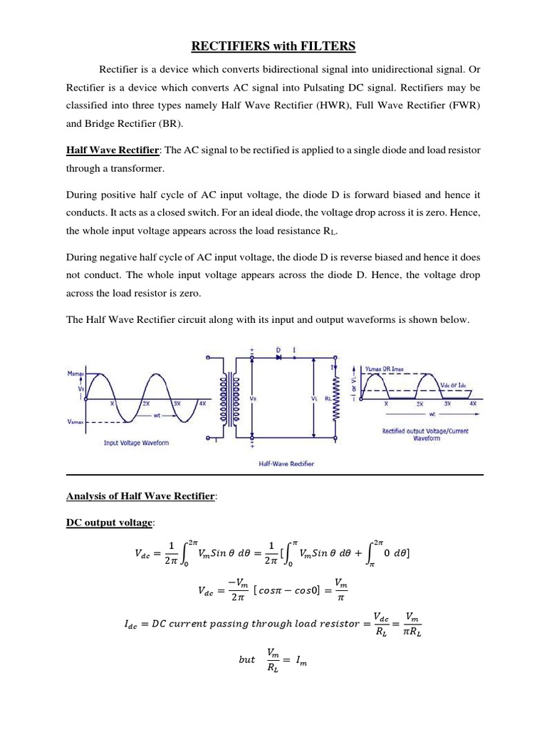EDC Unit-I Rectifiers | PDF | Rectifier | Diode