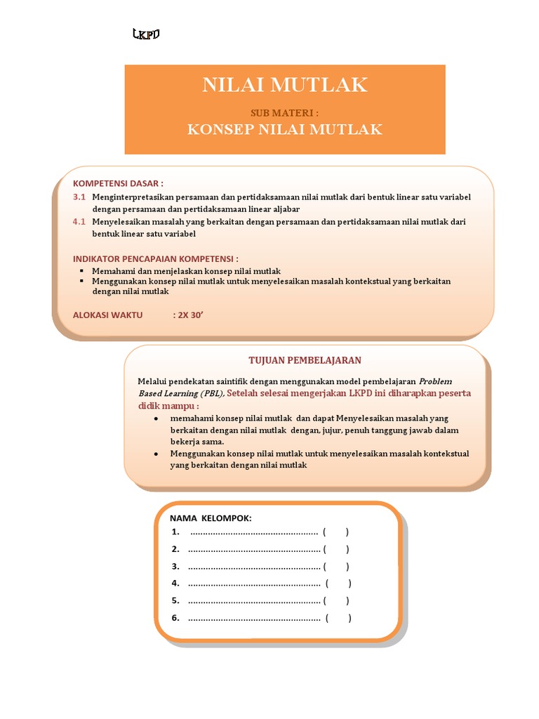 LKPD Nilai Mutlak | PDF