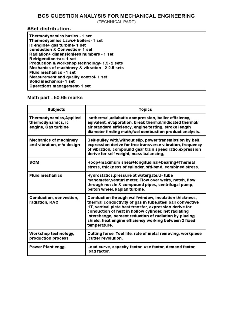 BCS Mechanical Engineering Question Analysis | PDF | Thermal Conduction ...