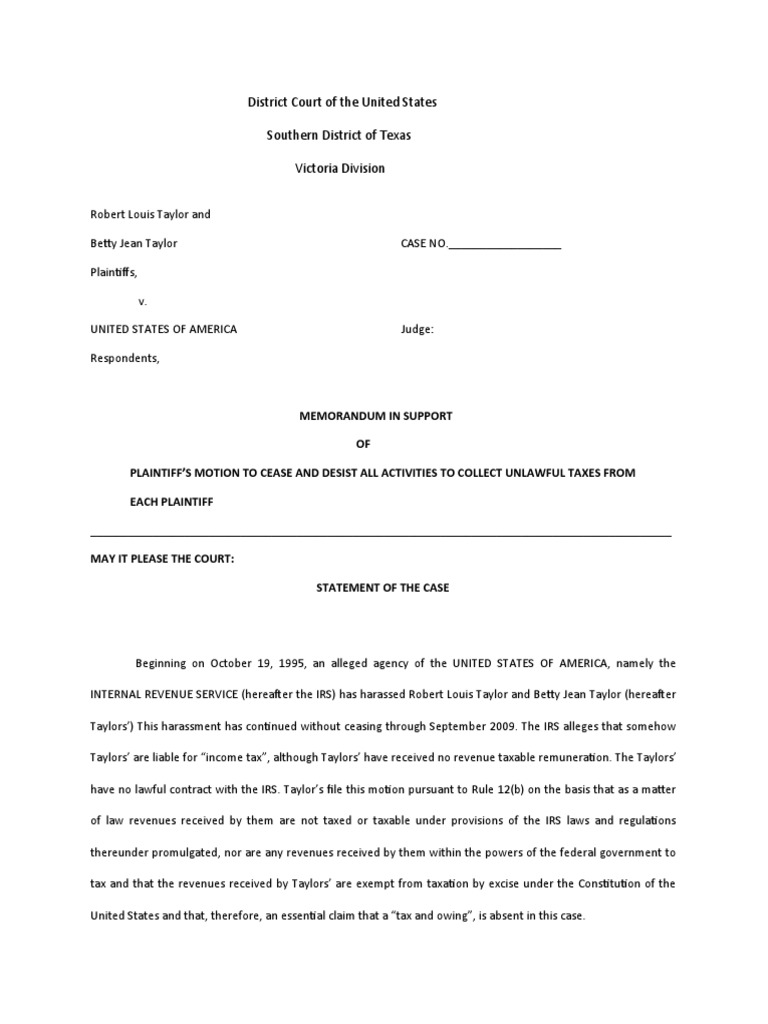 U.S. vs. Tommy Cryer | PDF | Taxes | Internal Revenue Service