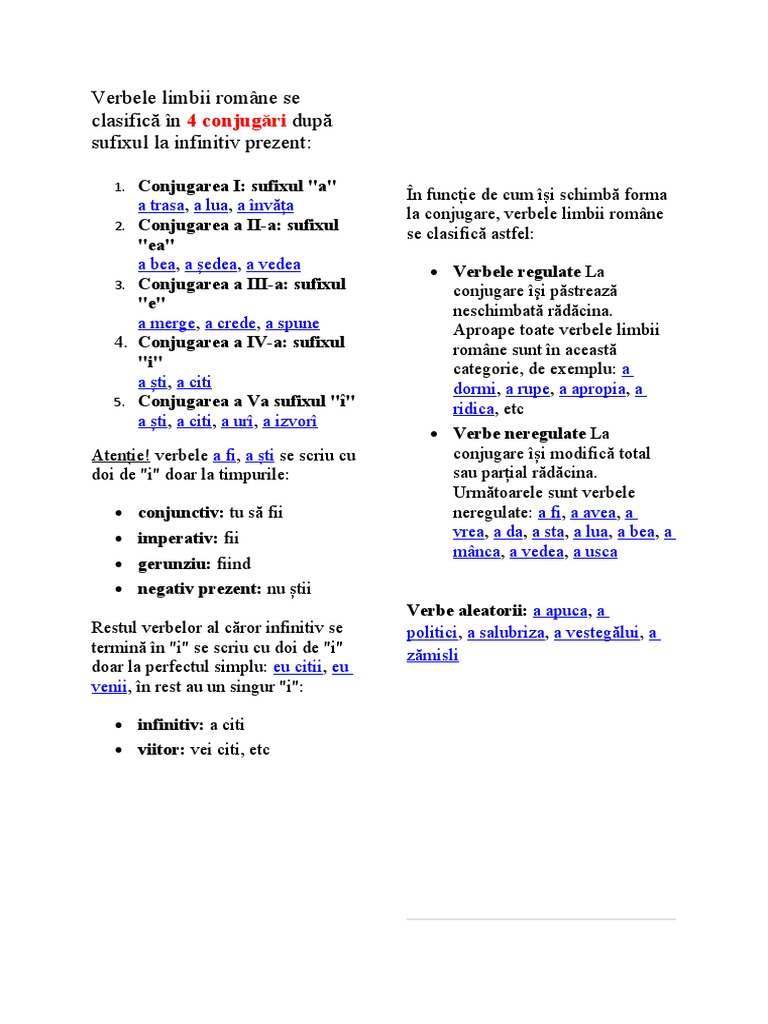 Conjugarea Verbelor | PDF