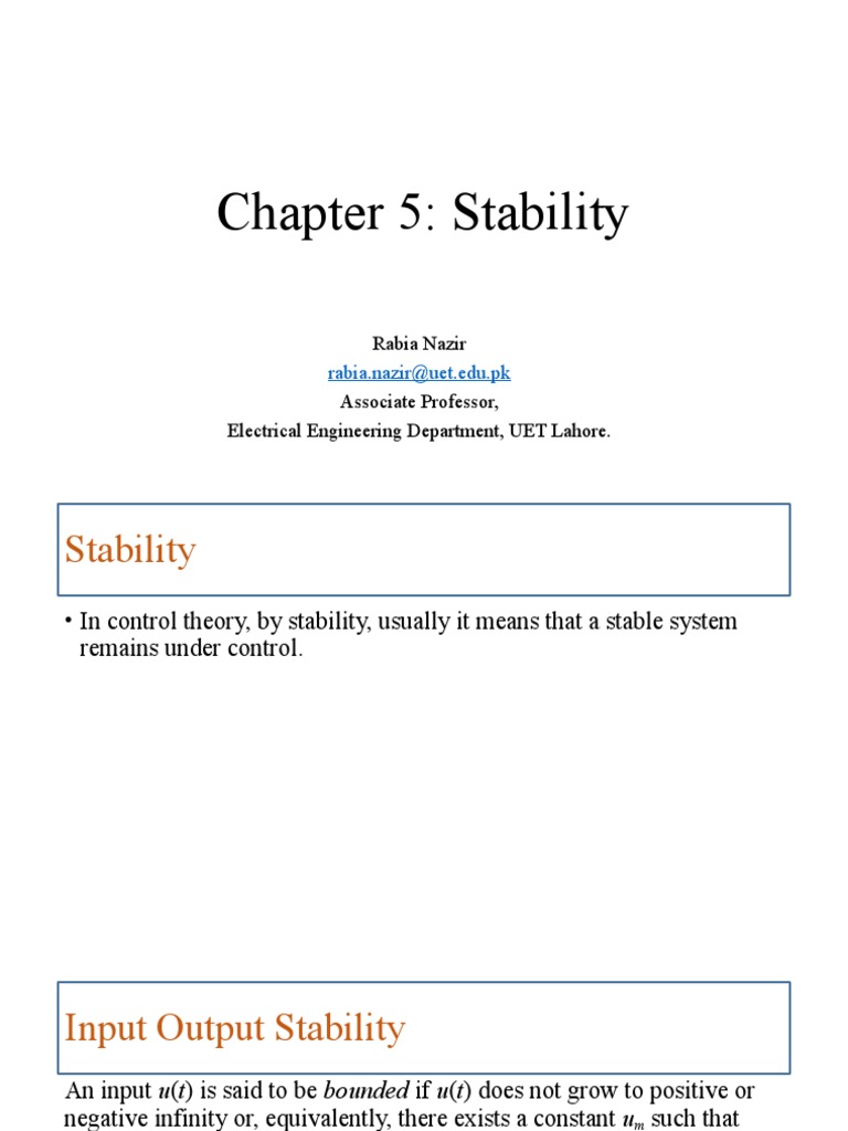 Stability Analysis of Linear Time-Invariant Systems: Input-Output and Internal Stability | PDF ...