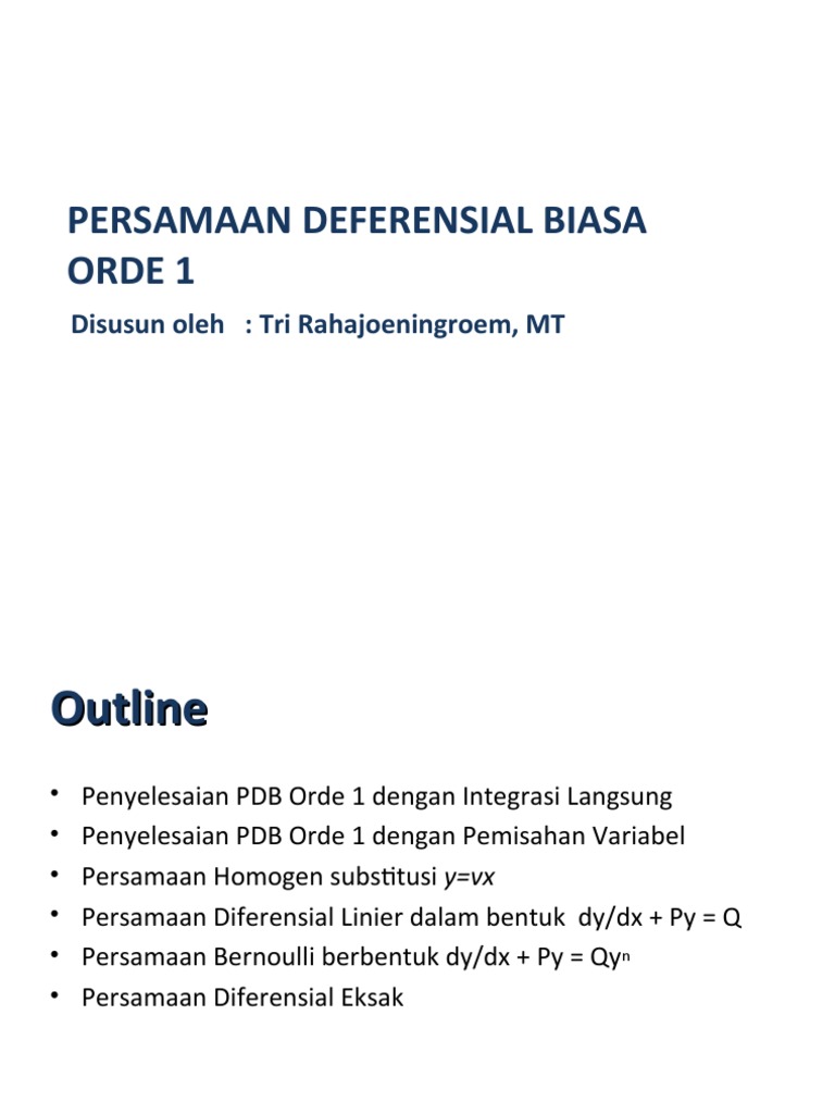 Metode Penyelesaian PDB Biasa Orde 1 | PDF