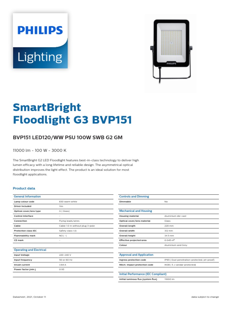 Bvp151 Led120 WW Psu 100w SWB g2 GM - Smartbright Floodlight | PDF ...