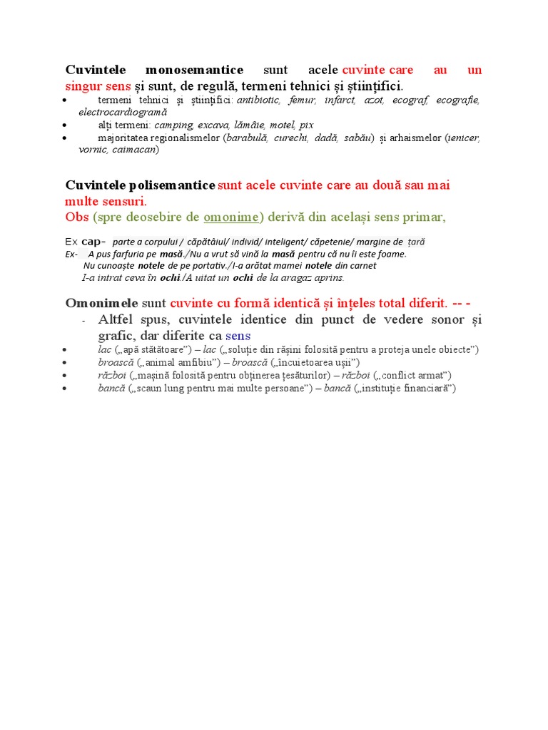 Limba Romana Definitii | PDF