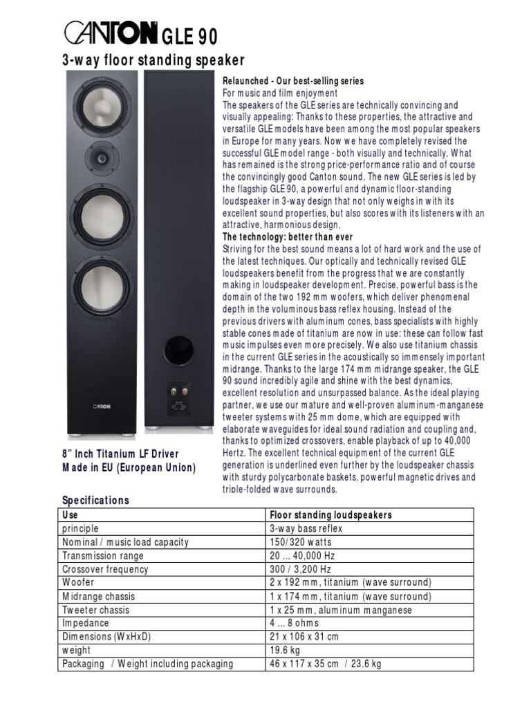 Canton GLE 90 | PDF | Loudspeaker | Electromagnetism