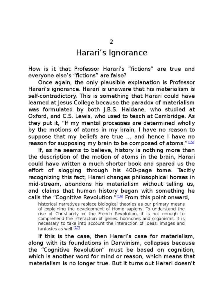 Harari's Ignorance | PDF | Human | Logos