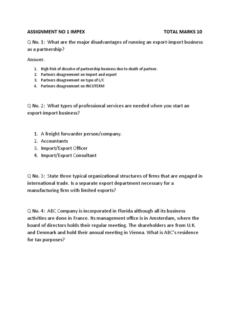 Disadvantages of Export-Import Partnerships | PDF | Taxes ...