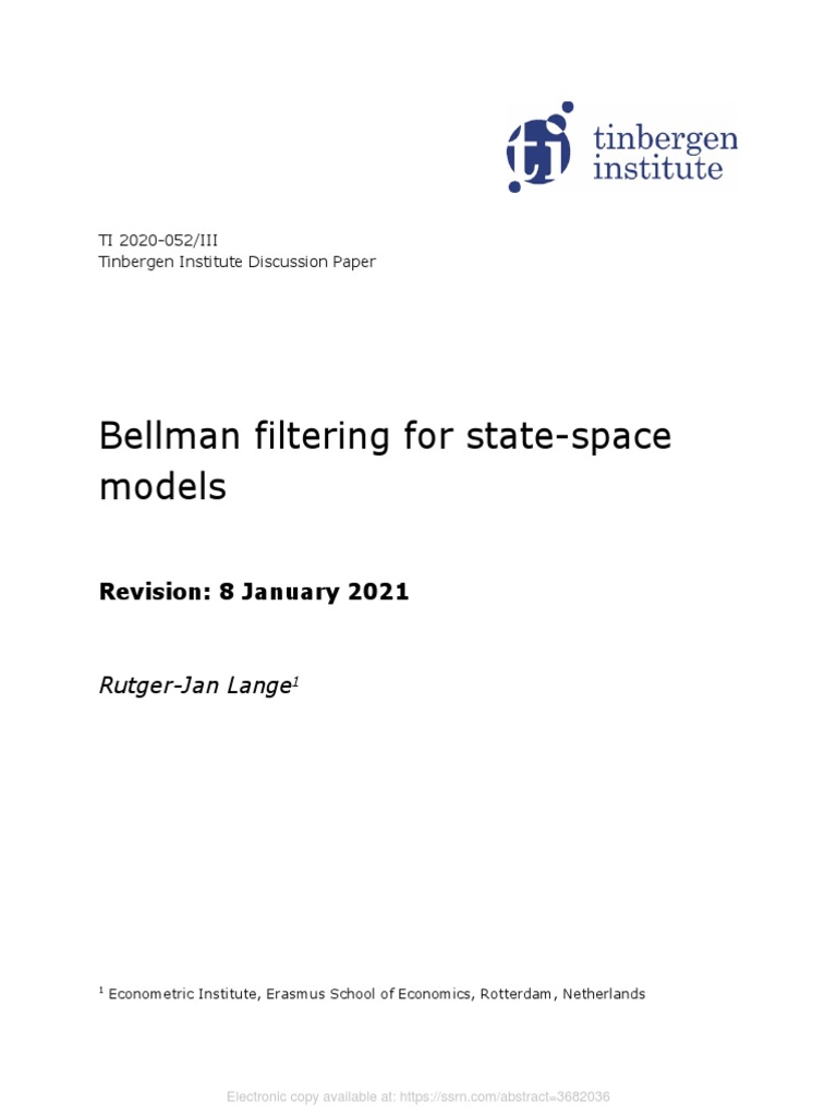 Bellman Filtering For State Space Models | Download Free PDF | Kalman Filter | Function ...
