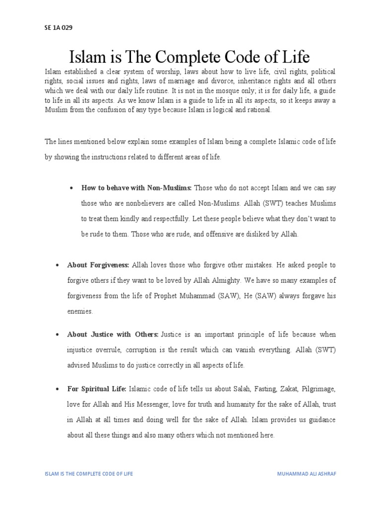 Islam Is The Complete Code of Life | PDF | Prophets And Messengers In ...